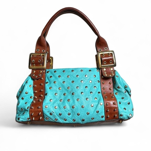 Be & D | Bags | Y2k Be D Garbo Leather Studded Satchel Duffle Bag ...